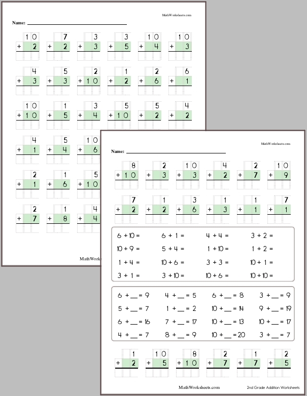 Addition Worksheets For 2nd Graders Free With No Login Addition Worksheets For 2nd Graders Free With No Login