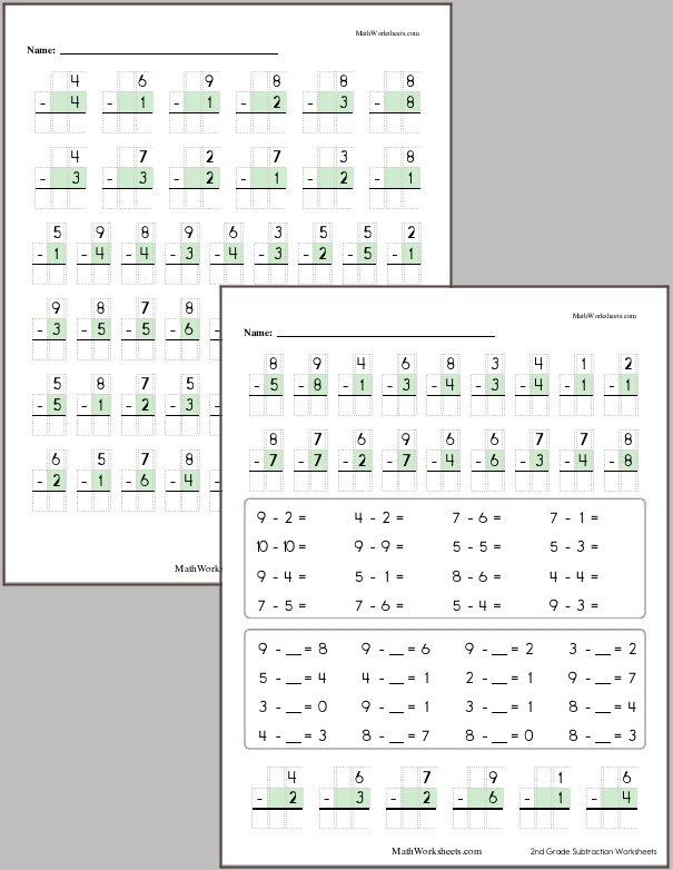 Subtraction Worksheets For 2nd Graders Free With No Login